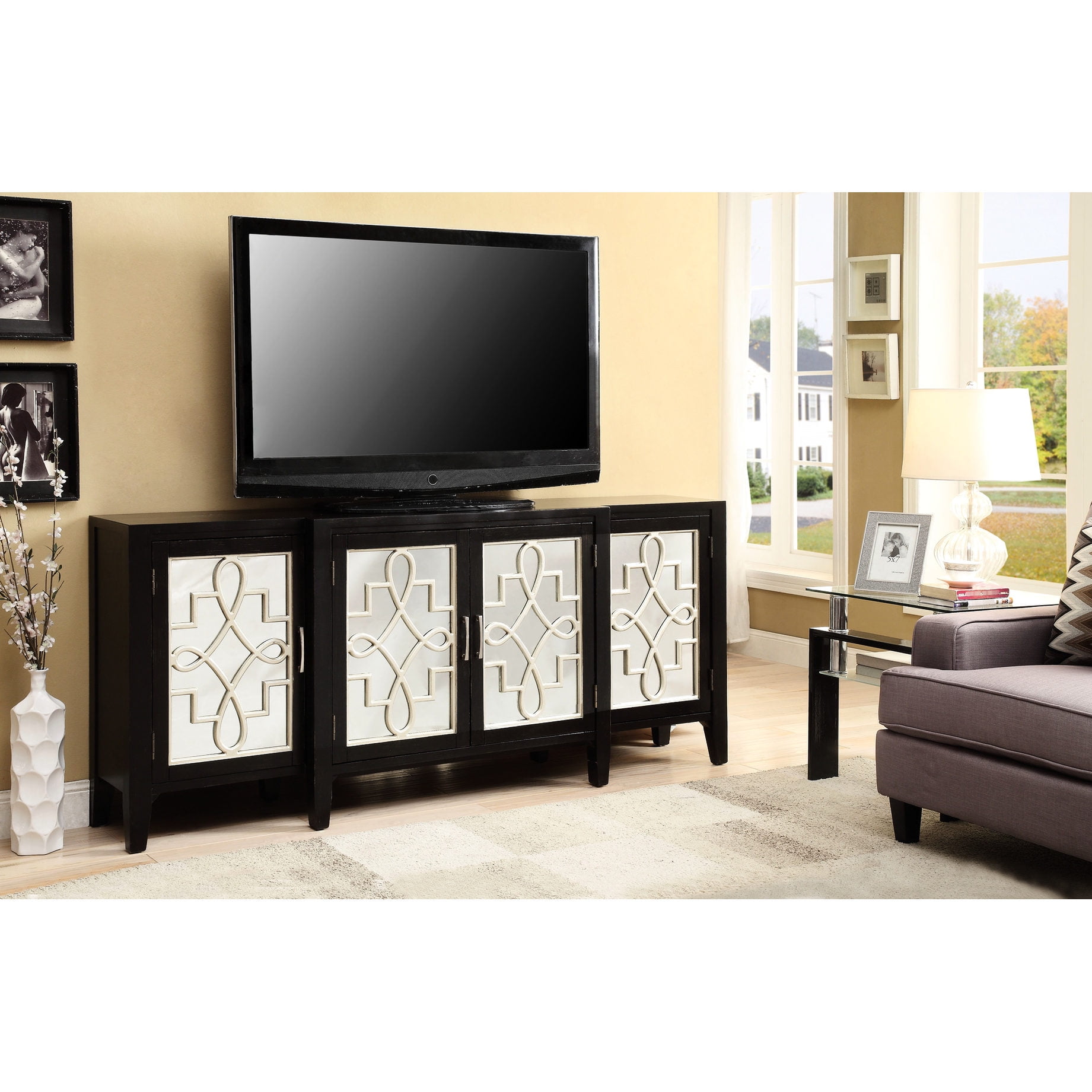 4-Door Console Cabinet for Home | 4 Shelves for Efficient Organization ...