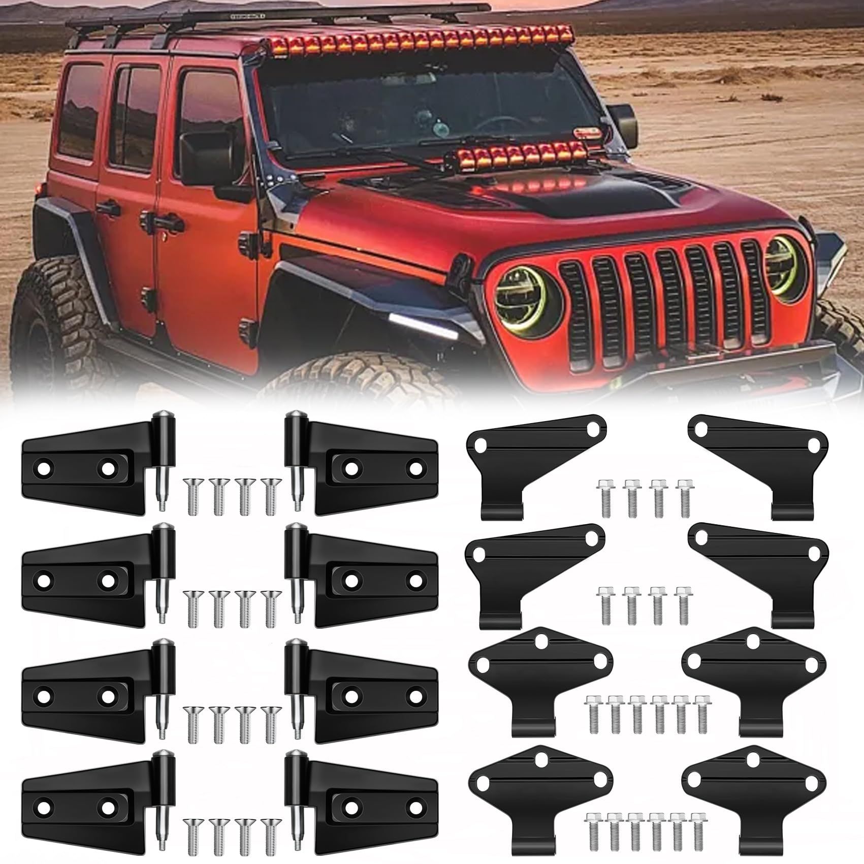 4 Door Hinge Assembly Kits Compatible with 2007-2018 Wrangler JK JKU ...