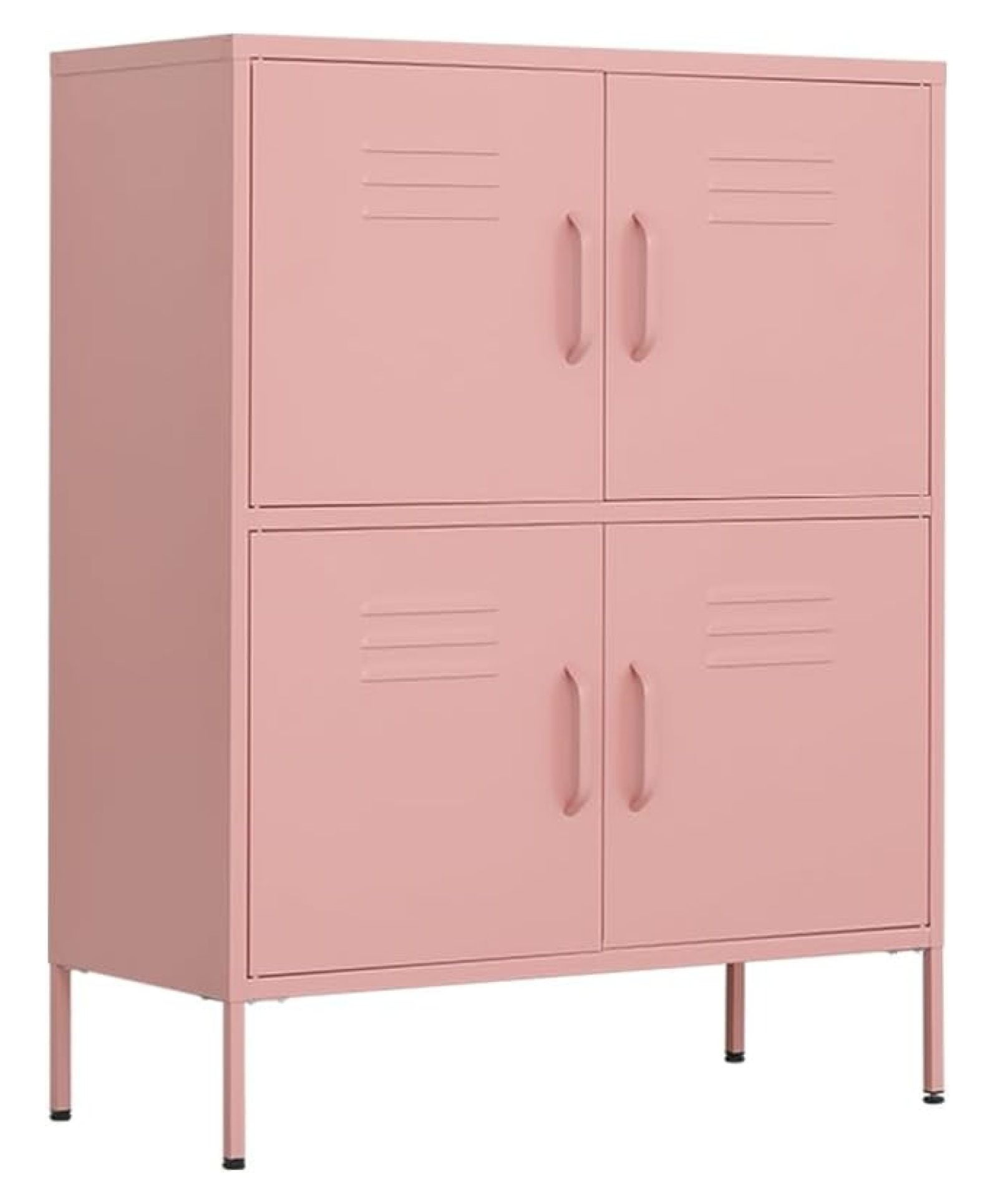 4 Door Metal Locker Storage Cabinet with 2 Adjustable Removable Shelves ...