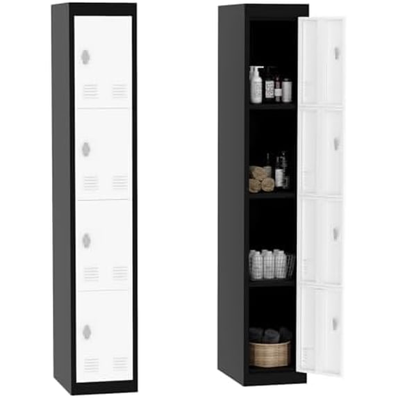 4 Door Tall Metal Locker with Key - Lockable Heavy Duty Steel Employee ...