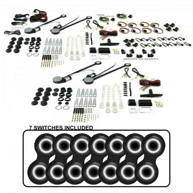 4-Door Universal Power Window Kit with 7 ABB23 - Retro Black Switches ...