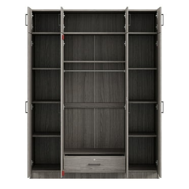 DeeHome Cimarron 2-Door Armoire with Open Compartment Black - Walmart.com