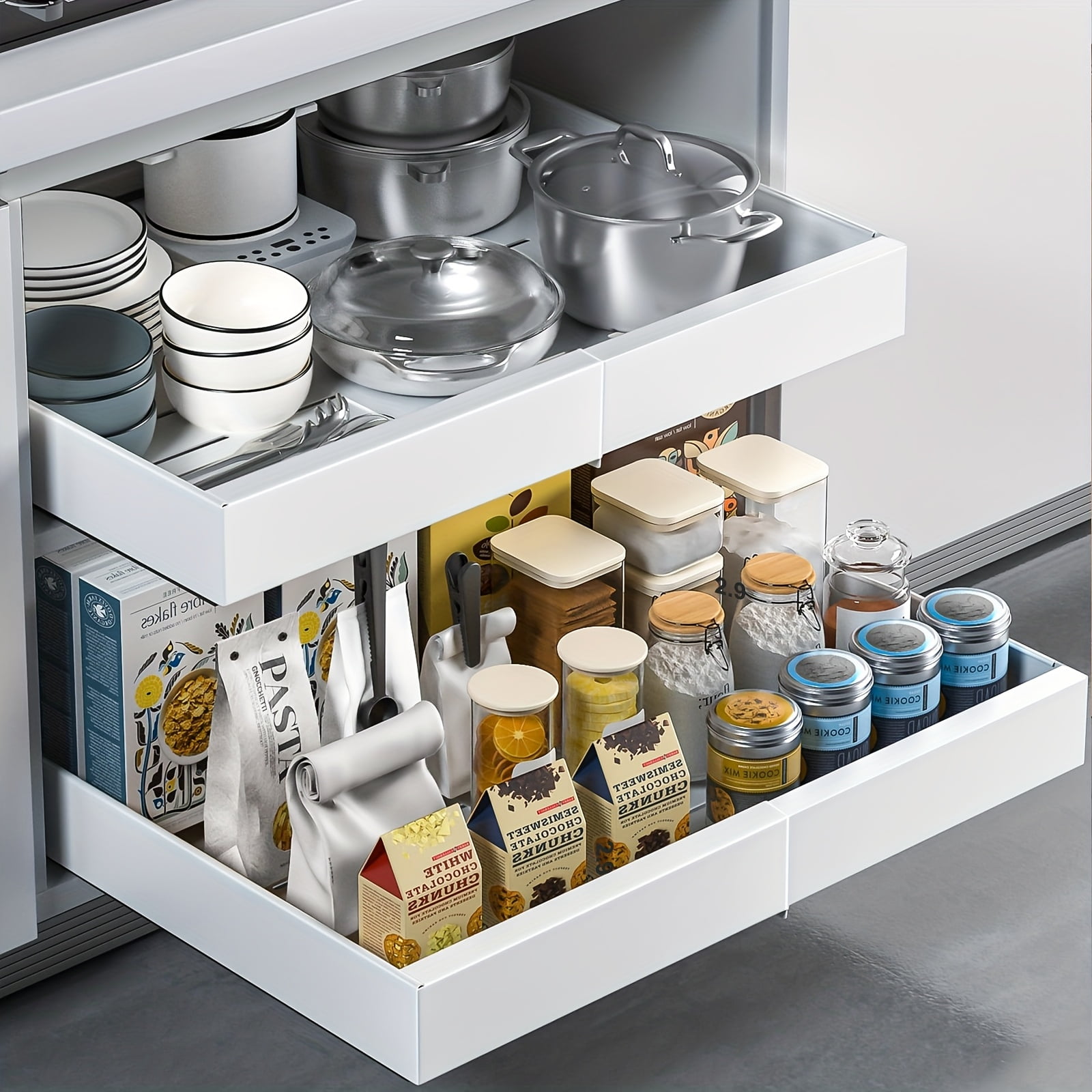 4-Drawer Adjustable Width (12.6 to 20.6 Inch) Heavy Duty Slide-Out ...