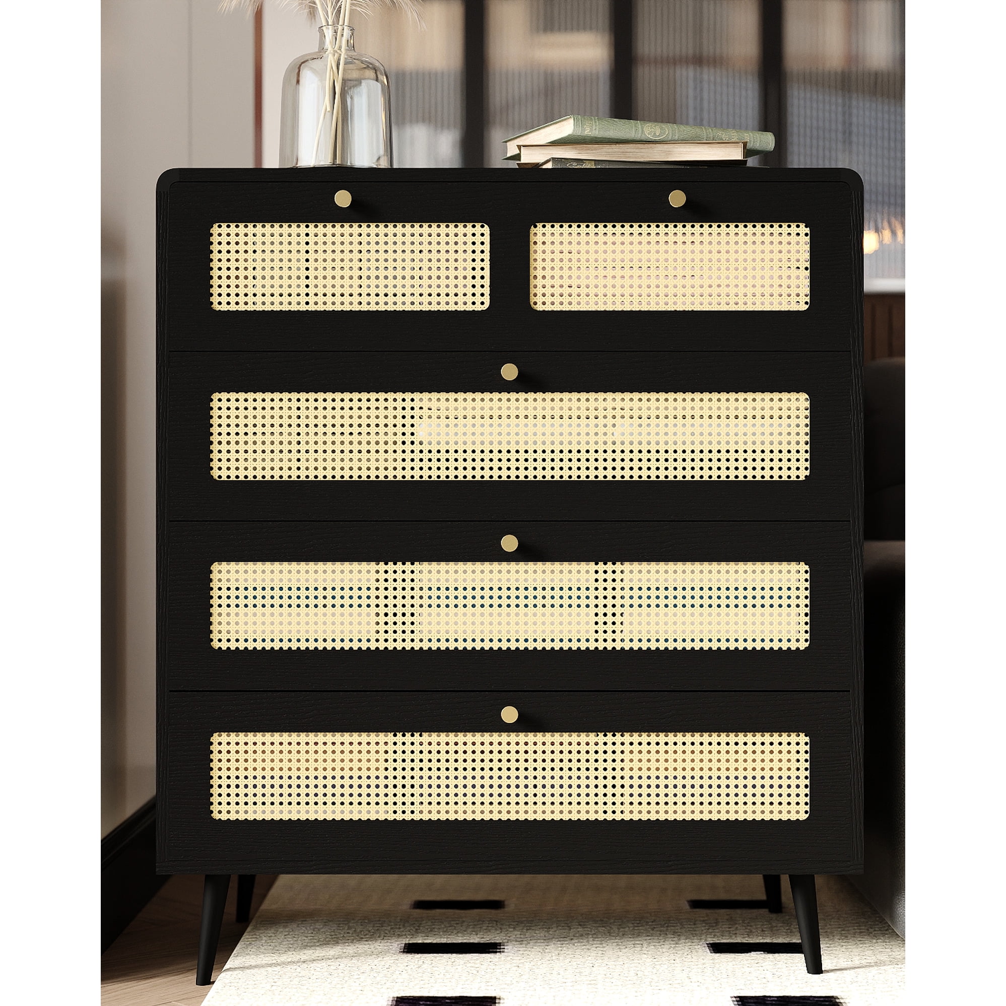 4 Drawer Bedroom Chest, Spark, Metal Handles, Black , Spacious Jacket ...