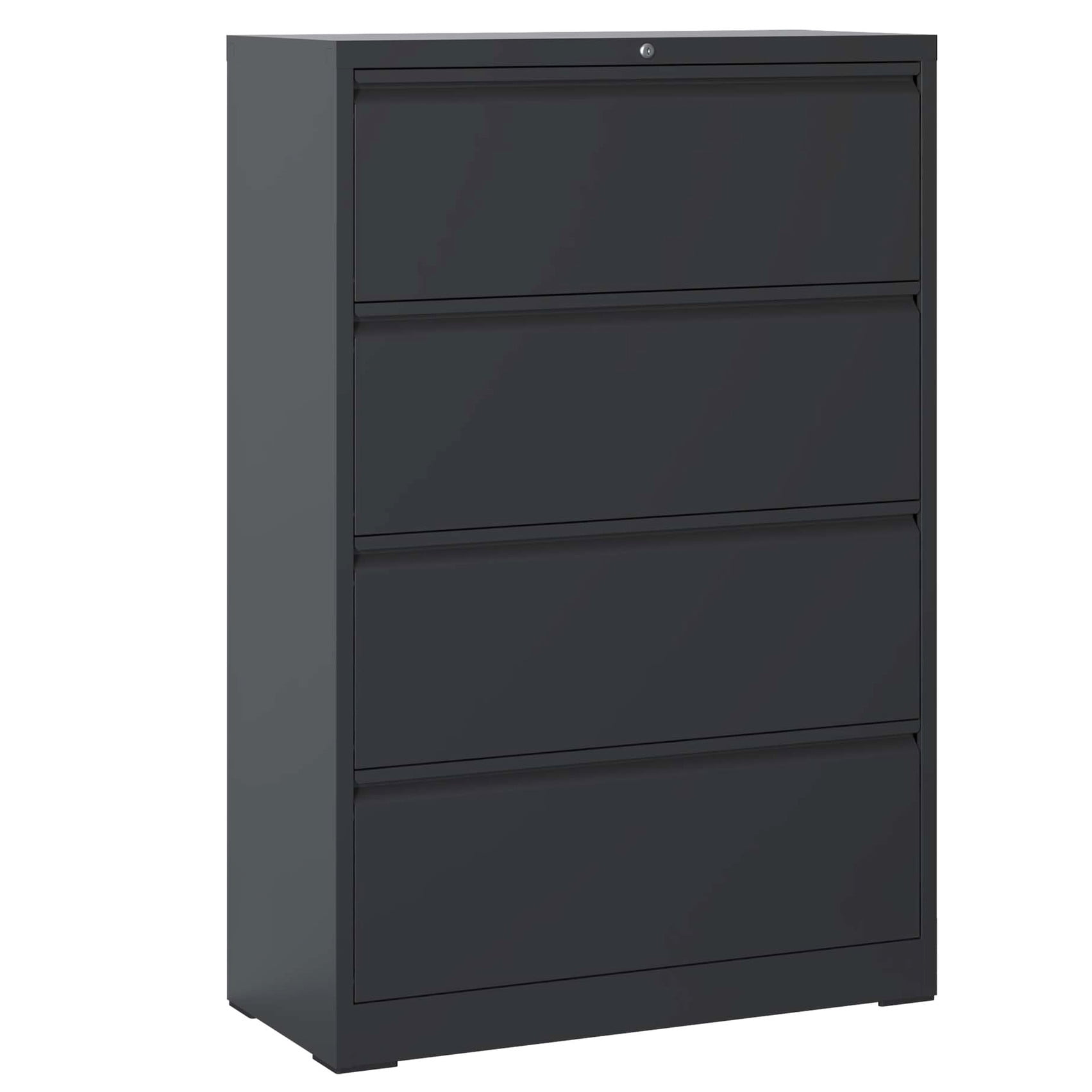4-Drawer Black Lateral Filing Cabinet, Metal and Lockable / Improve ...