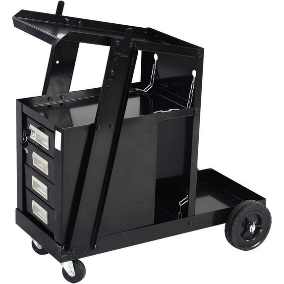 4 Drawer Cabinet Welding Welder Cart Plasma Cutter Tank Storage MIG TIG ...