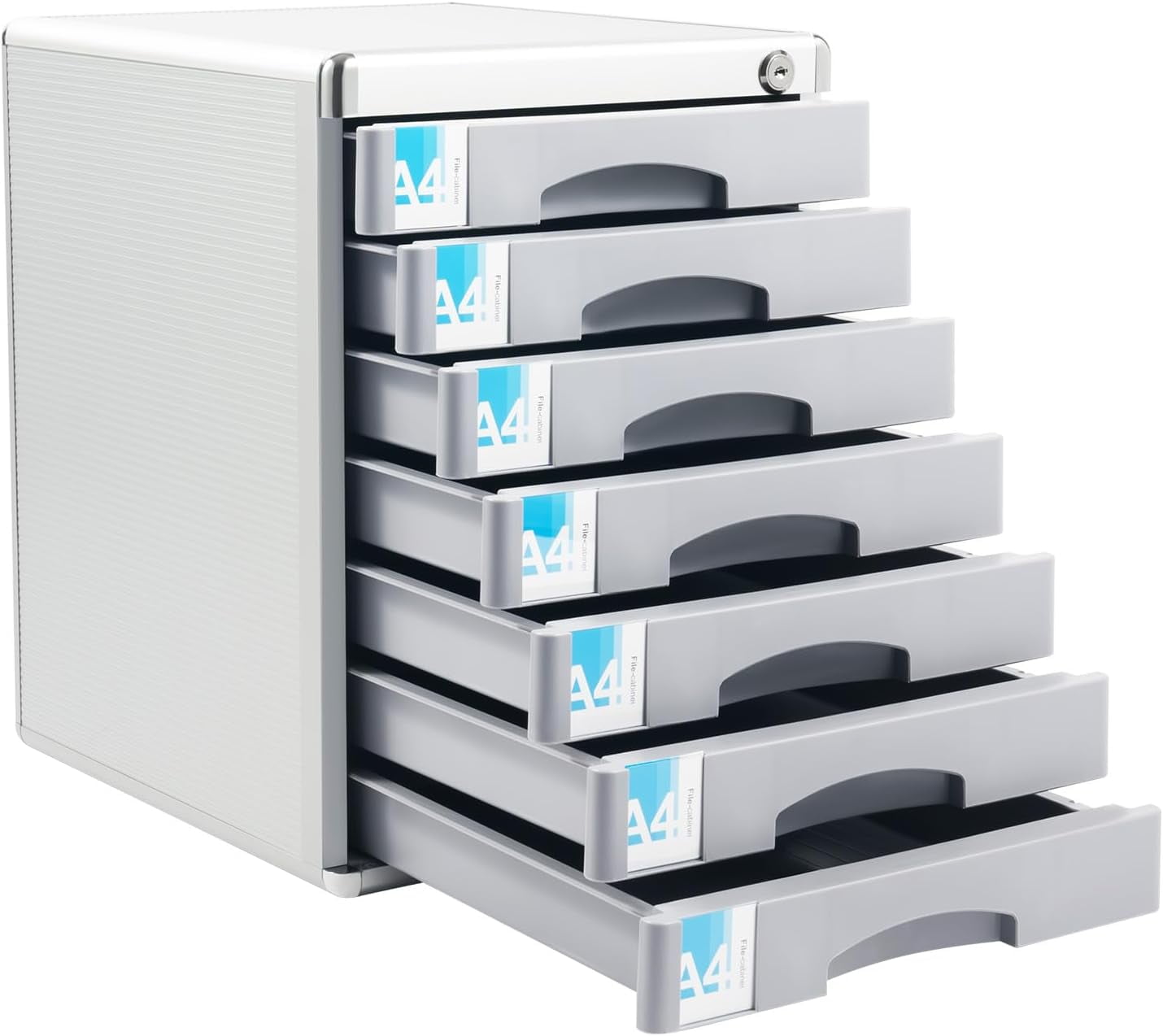 4 Drawer Desktop Organizer Locking Filing Cabinet Multi-Functional ...