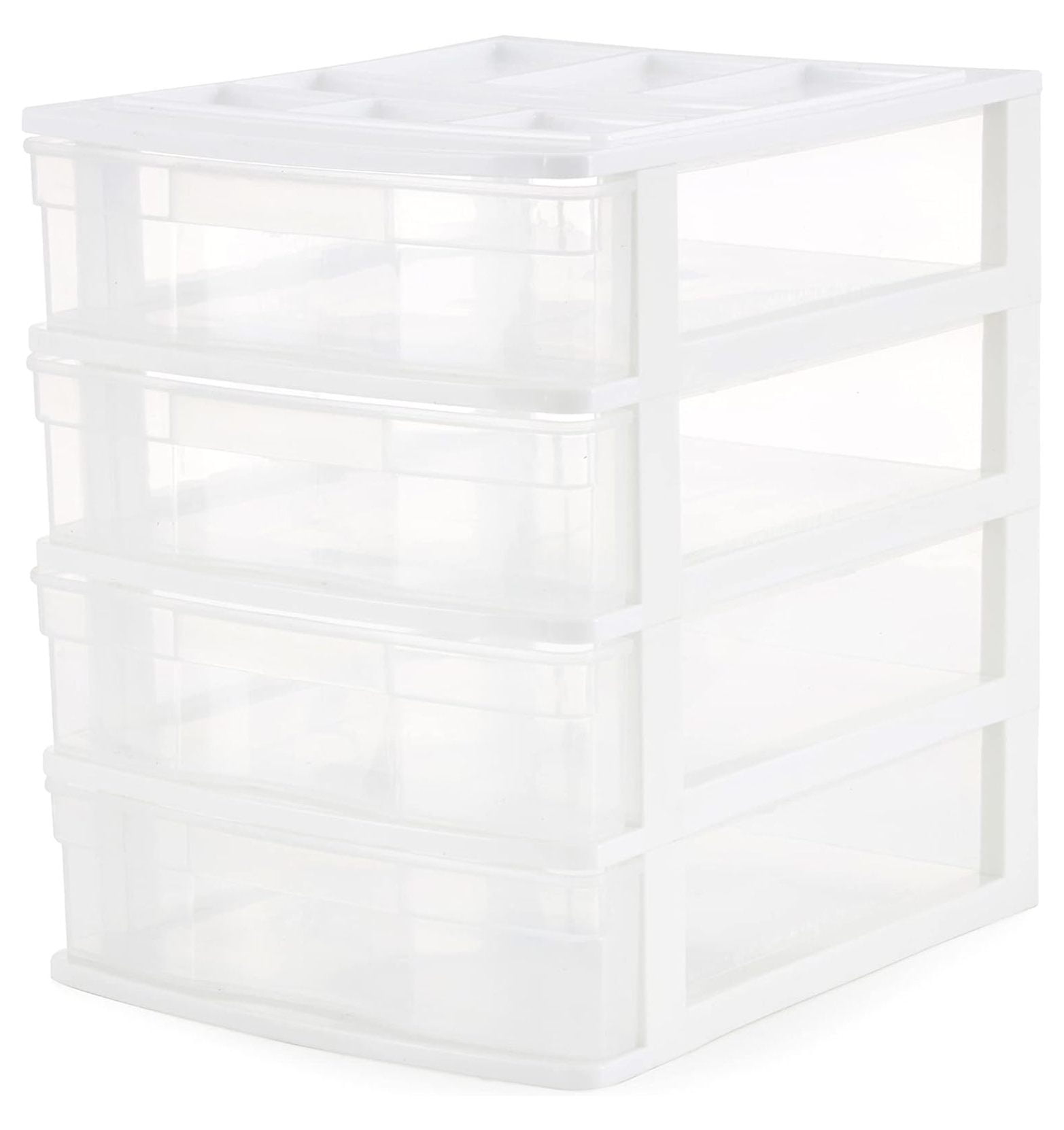 4-Drawer Desktop and Countertop Organizer Drawer Set, White/Clear ...