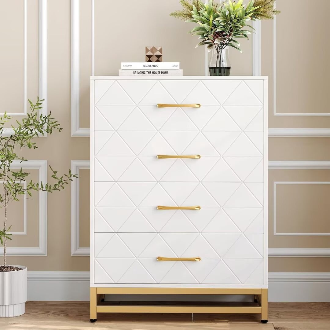 4 Drawer Dresser for Bedroom, Modern Closet Dressers Chest of Drawers ...