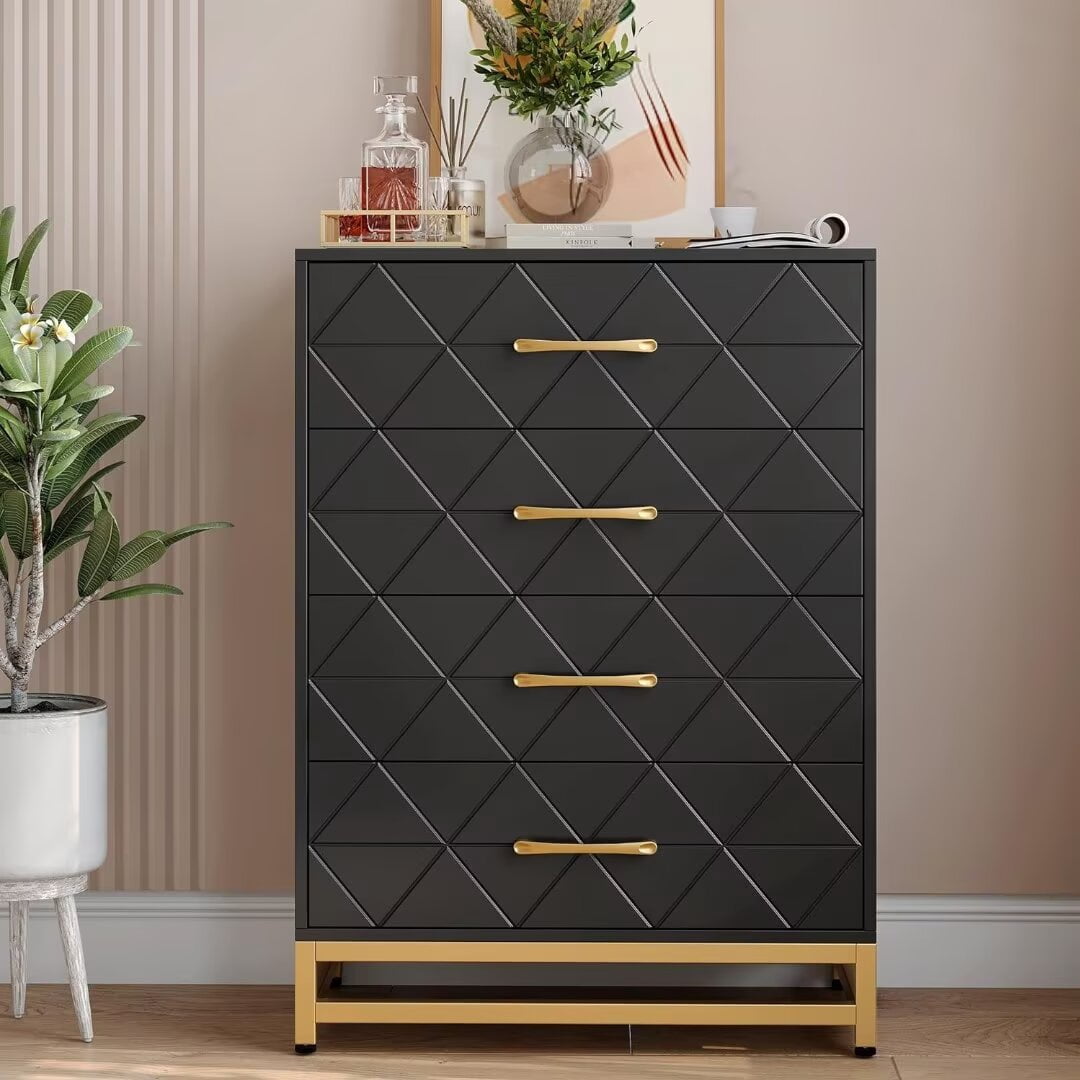 4 Drawer Dresser for Bedroom, Modern Closet Dressers Chest of Drawers ...