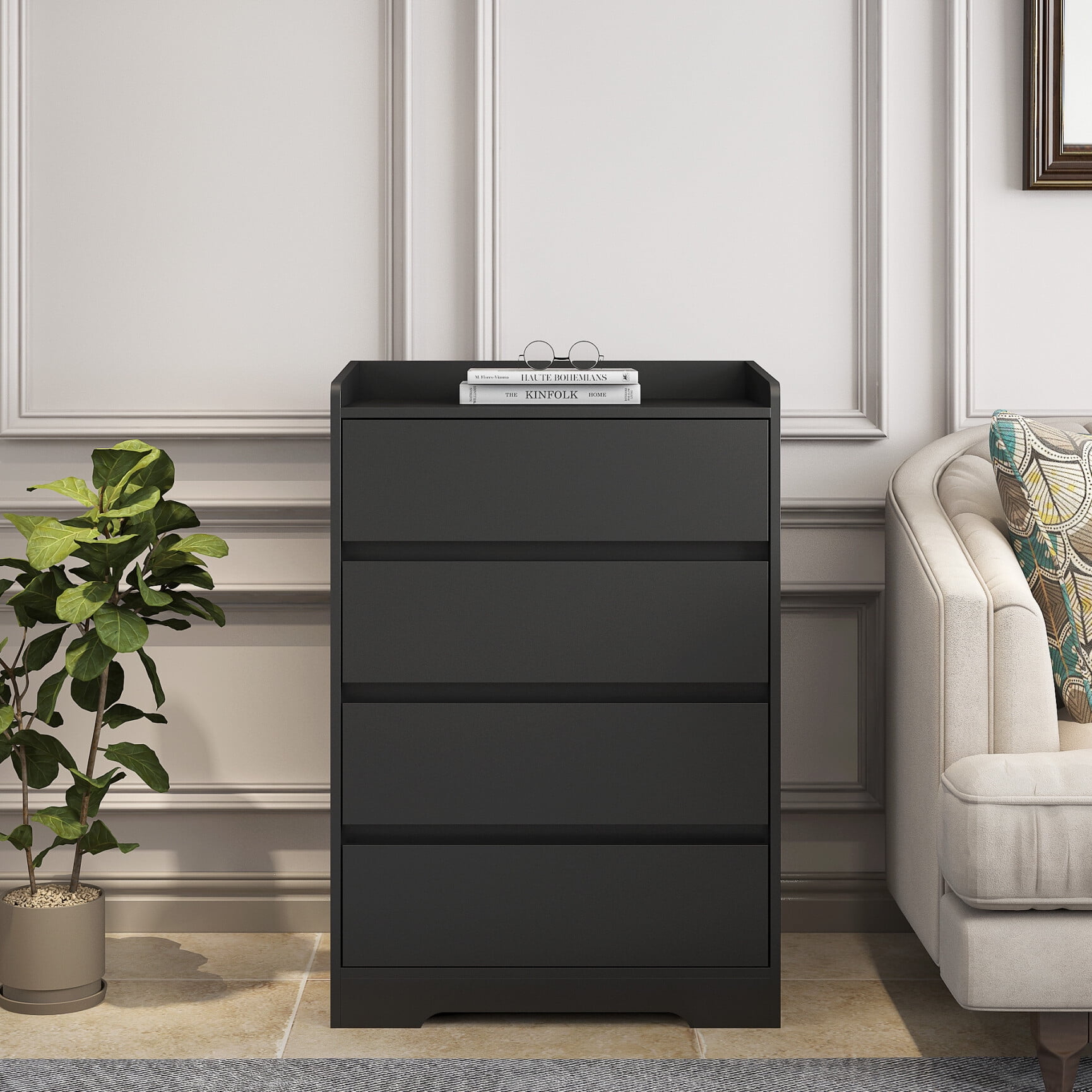 4 Drawer Dresser, Chest of Drawers for Bedroom, Living Room Sideboard ...