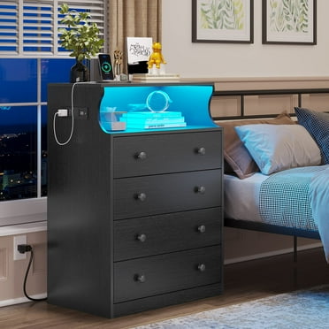 ChVans 12 Drawer Dresser with 60000-color LED Lights & Power Outlet, 63 ...