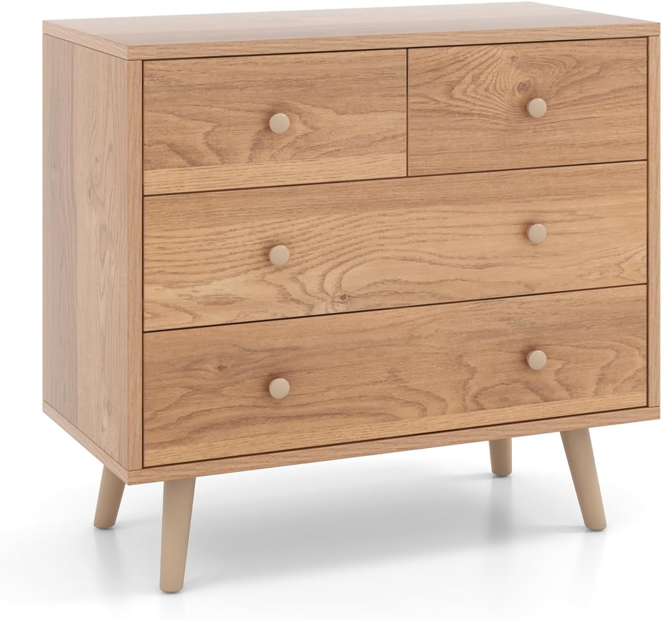 4 Drawer Dresser, Modern Chest of Drawers with Metal Handles, Wood ...