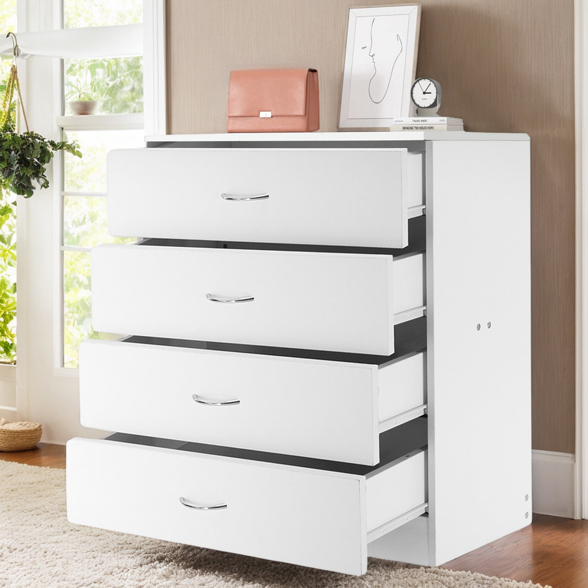 uhomepro 4 Drawer Dresser, Modern Compact Storage Unit, Ergonomic ...