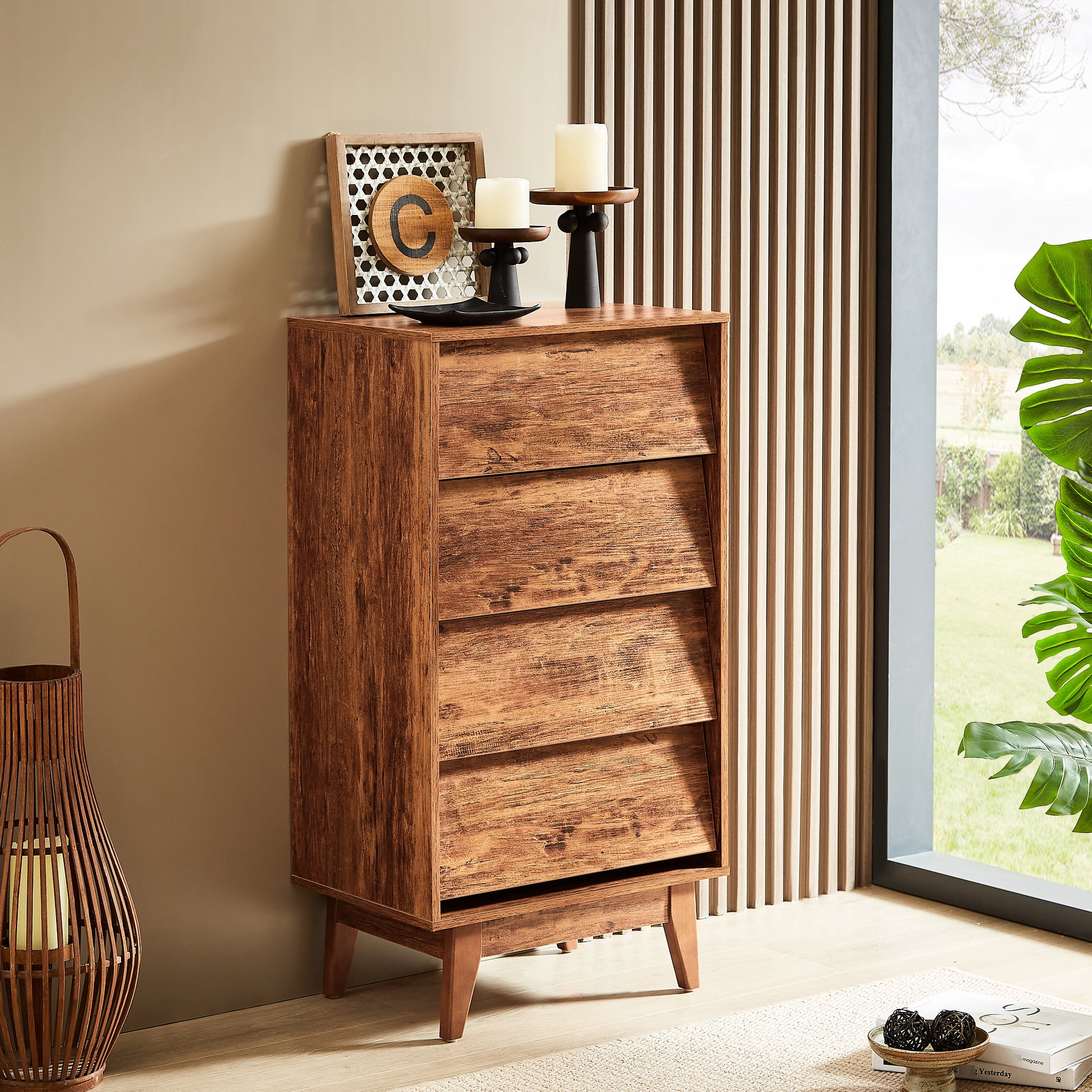 4 Drawer Dresser With Bevel Edge - For Bedroom Beveled Appearance And ...