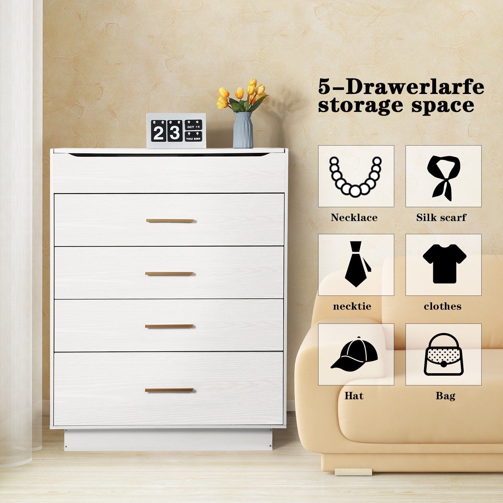 4 Drawer Dresser Wood Storage Tower Clothes Organizer Bedroom Chests of ...