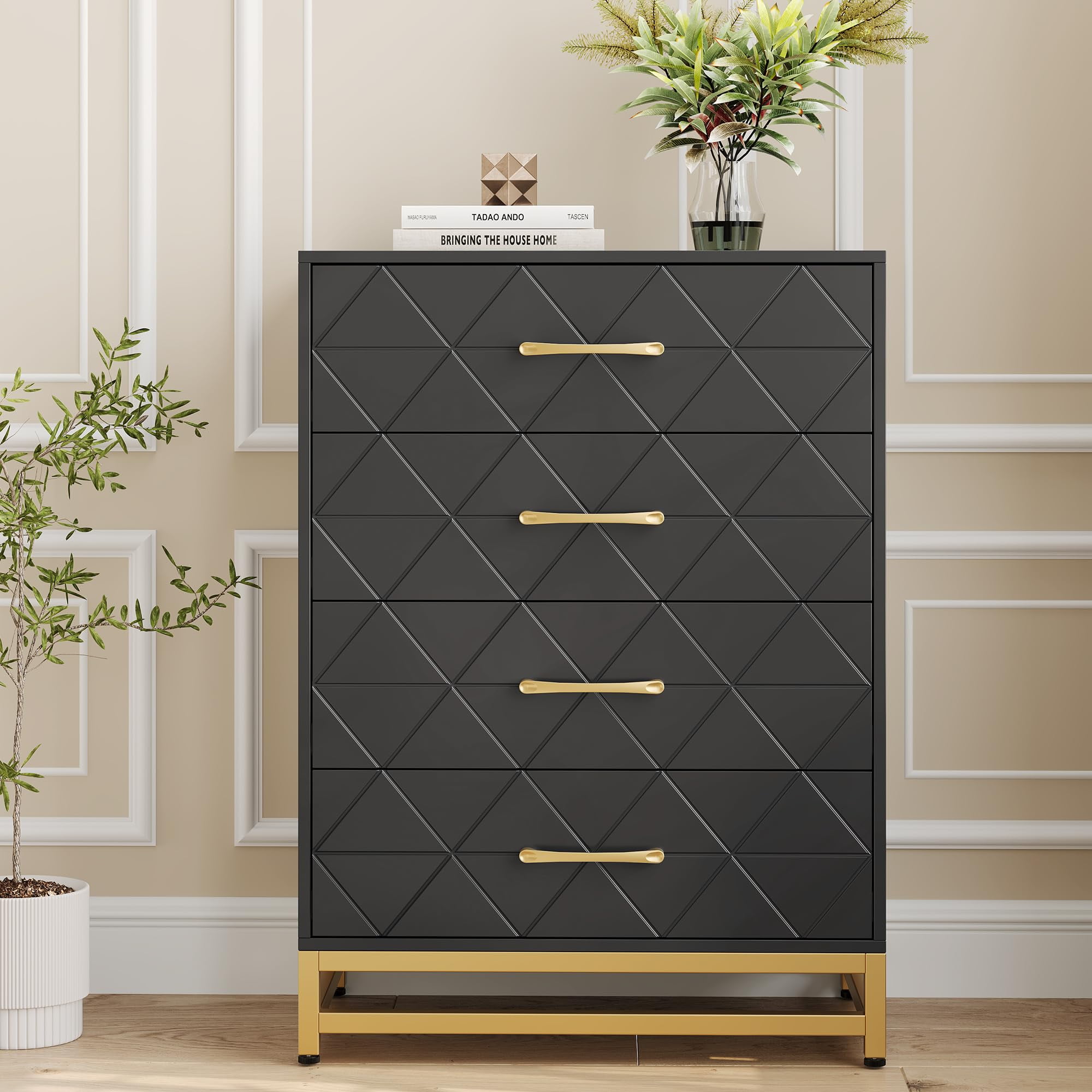 4 Drawer Dresser for Bedroom , TV Stand Dressers Chest of Drawers for ...