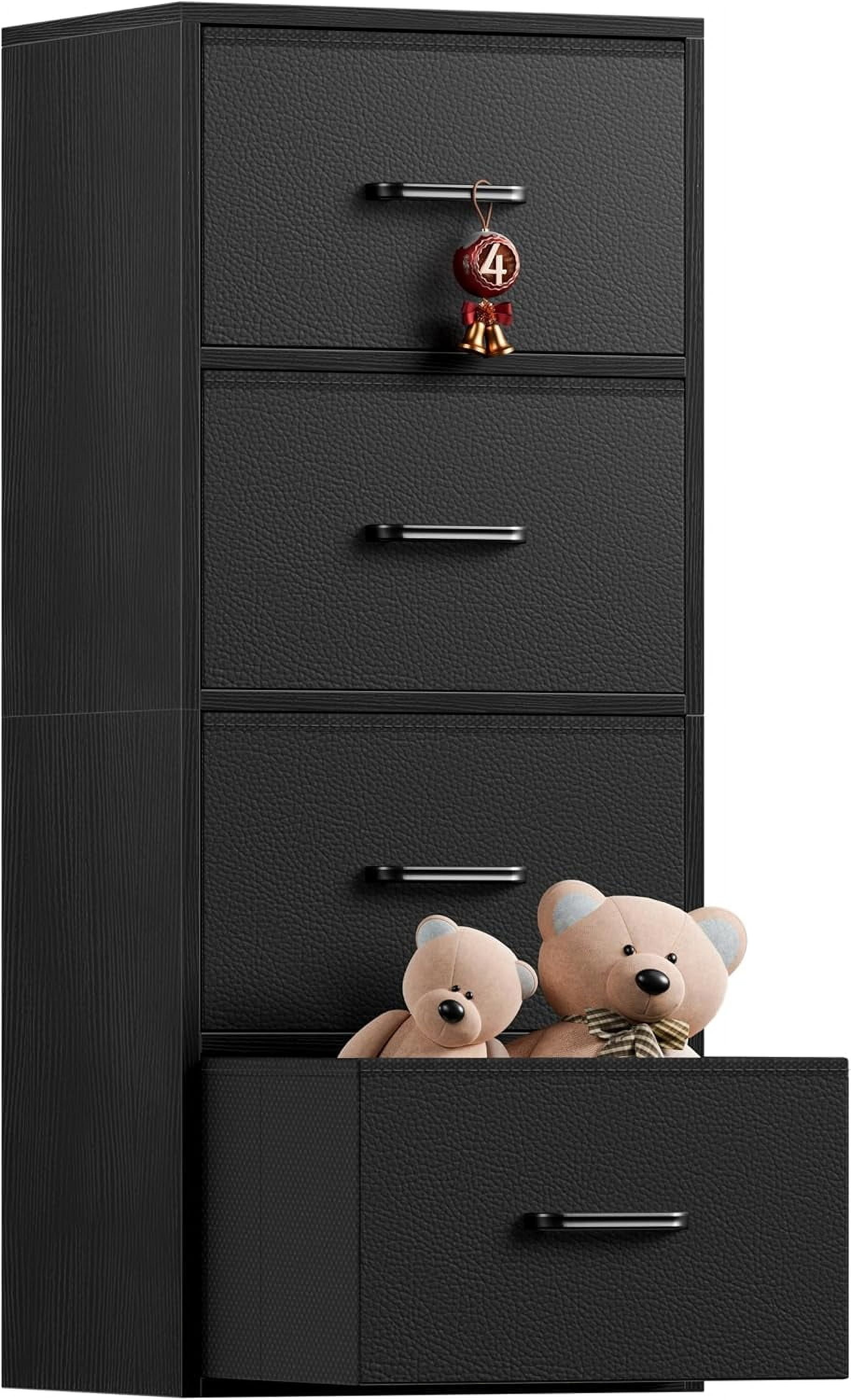 4 Drawer Dresser for Bedroom， Tall Storage Tower Organizer with Black ...