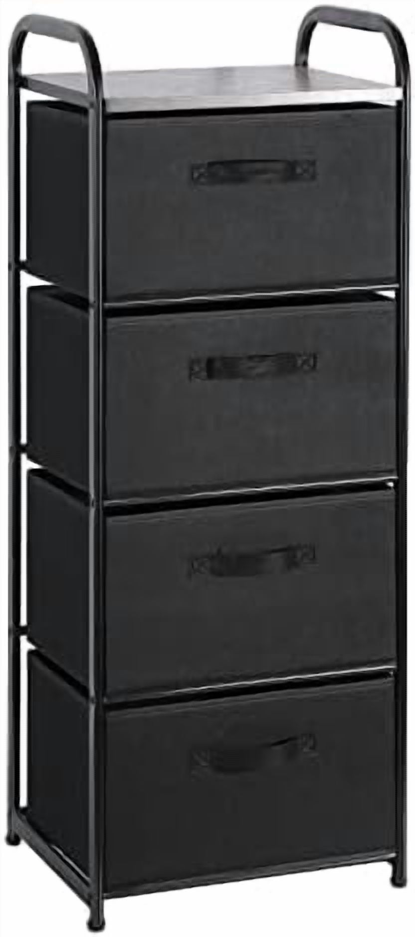 4 Drawer Fabric Dresser Tall Storage Tower, Dresser Chest with Wood Top ...