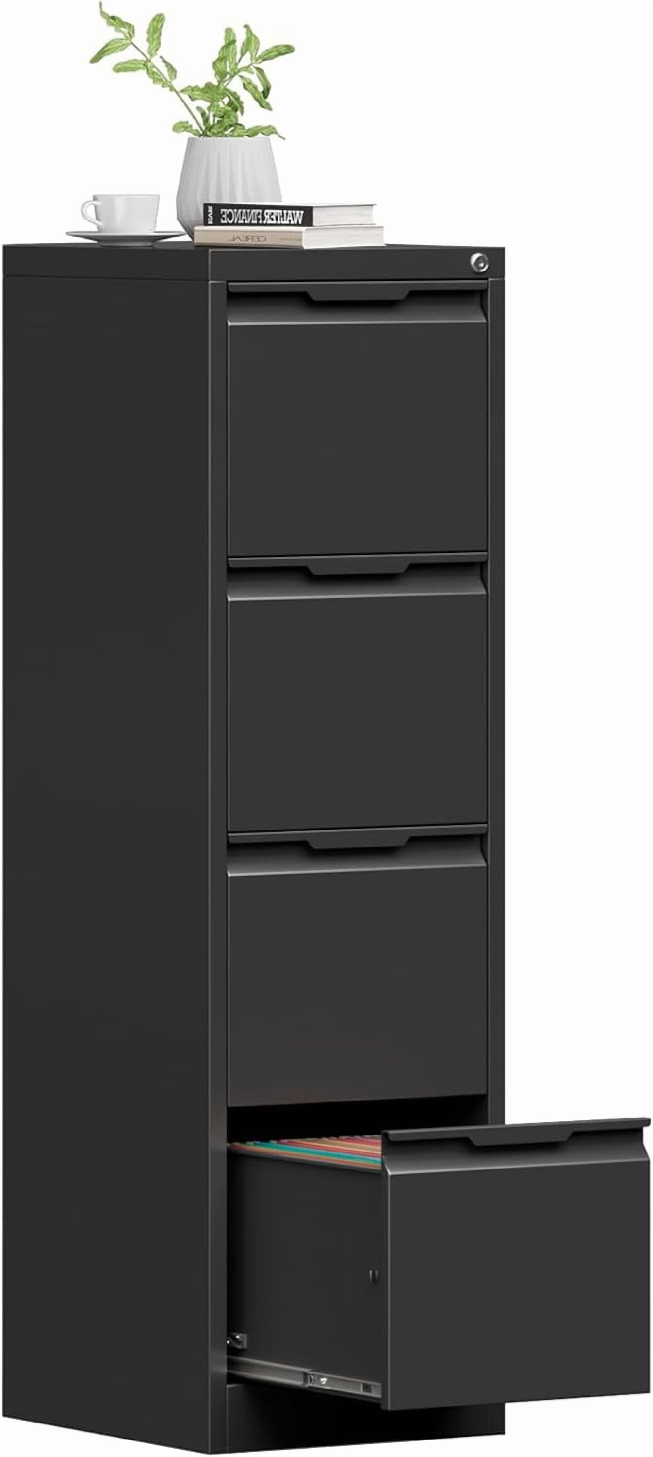 4 Drawer File Cabinet with Lock, 17.8'' Deep Filing Cabinets for Home ...