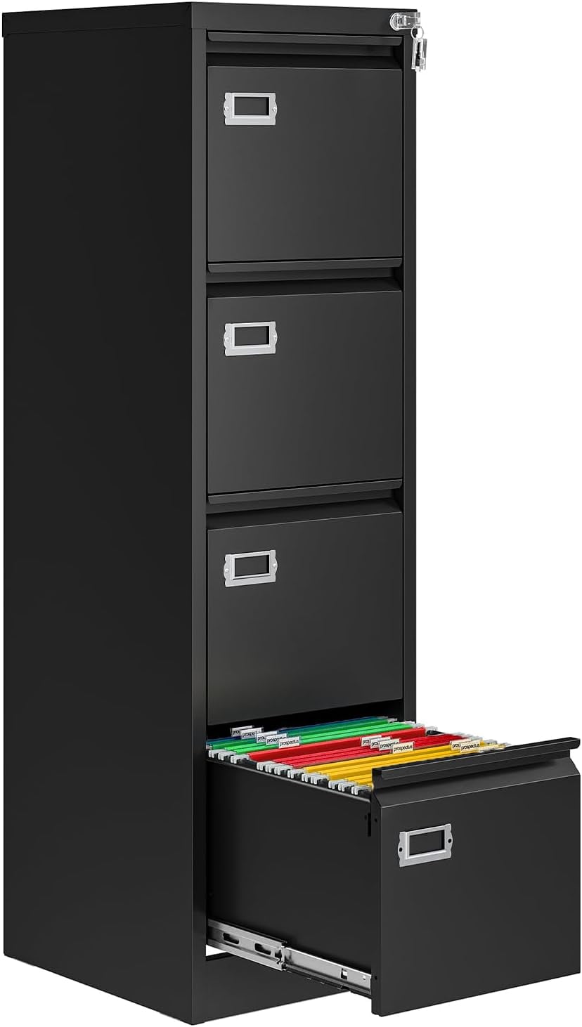 4 Drawer File Cabinet with Lock, Metal File Cabinets for Home Office,18 ...