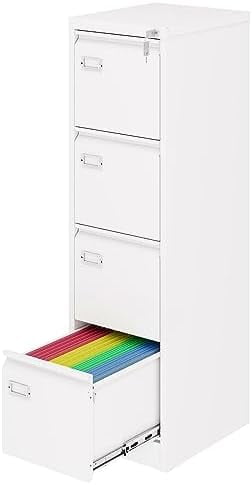 4 Drawer File Cabinet with Lock, Metal Filing Cabinets, Vertical Small ...