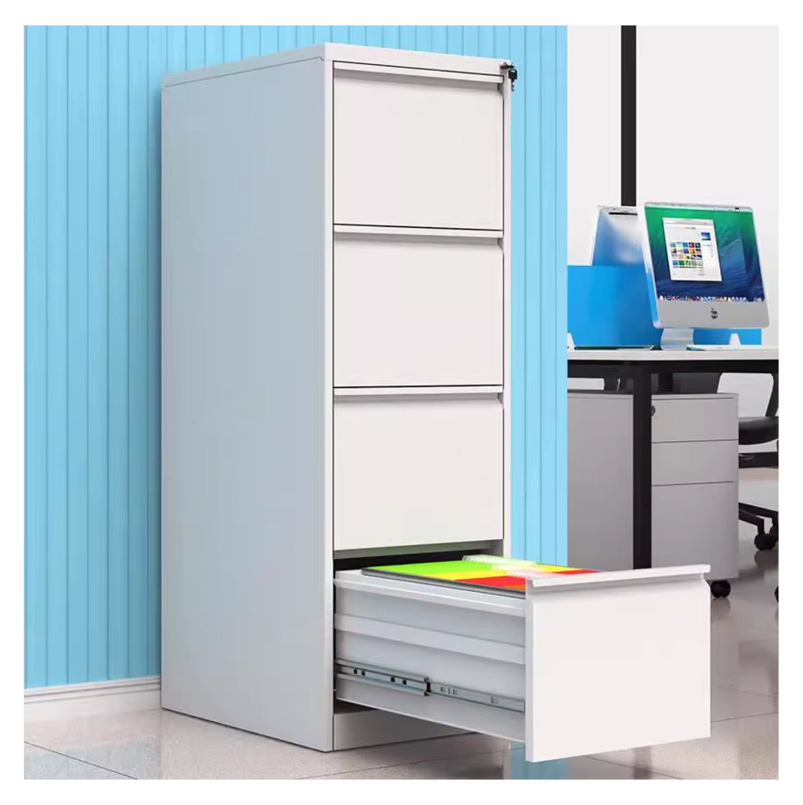 4 Drawer File Cabinet with Lock Metal Vertical File Storage Cabinet ...