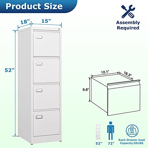 4 Drawer File Cabinet with Lock, Office File Cabinets for Home Office ...