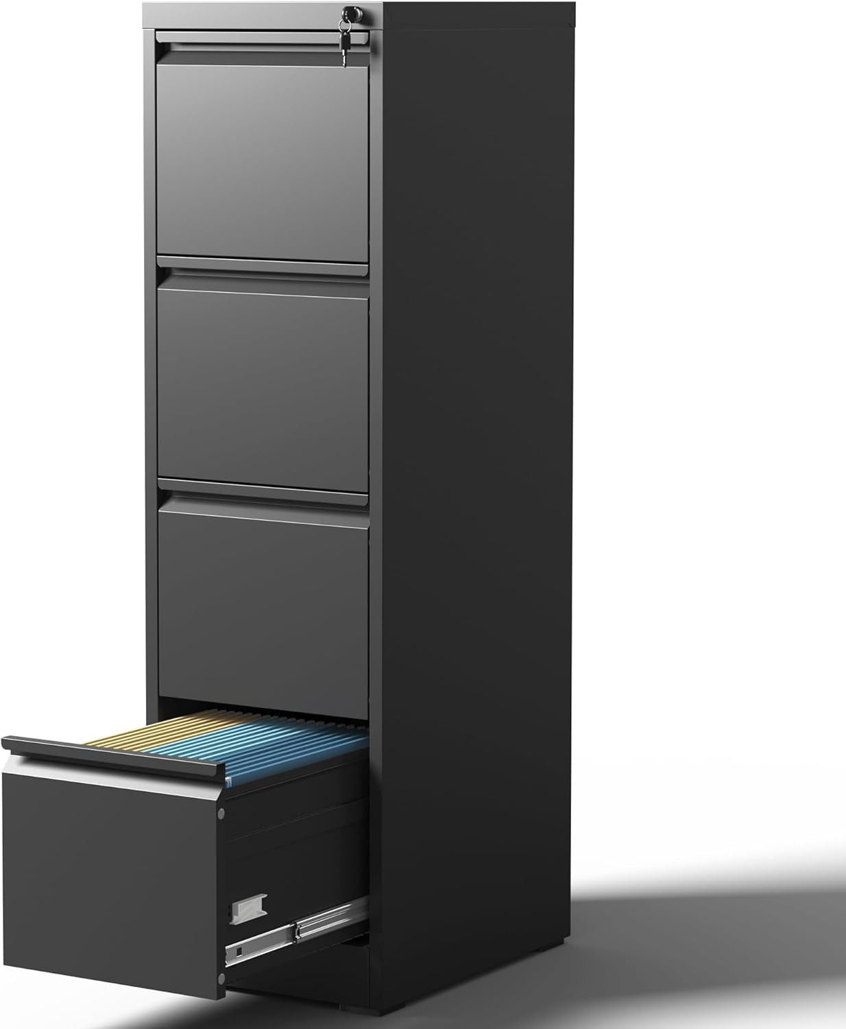 4 Drawer File Cabinet with Lock, Steel Vertical Filing Cabinets for ...