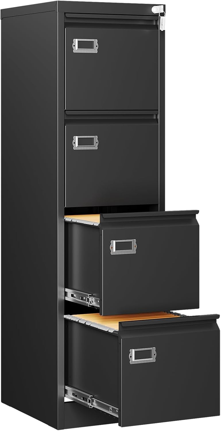 4 Drawer File Cabinet with Lock,Vertical Filing Cabinet for Home Office ...
