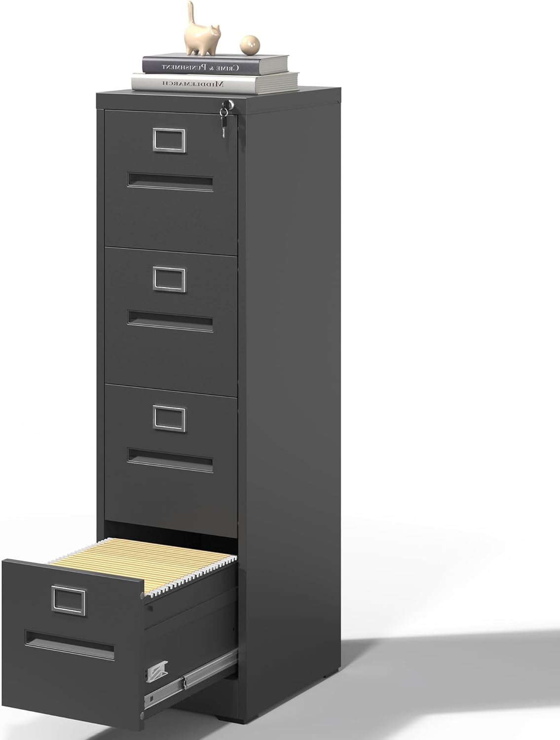 4 Drawer File Cabinet, Metal File Cabinet with Lock, Vertical File ...