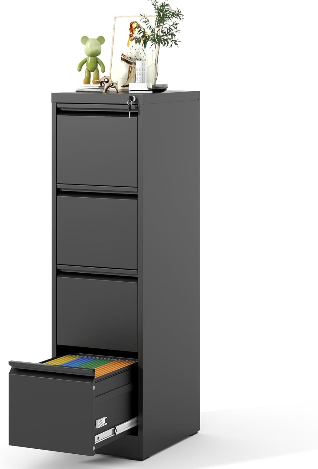 4 Drawer File Cabinet, Metal Vertical File Cabinets with Lock for Home ...