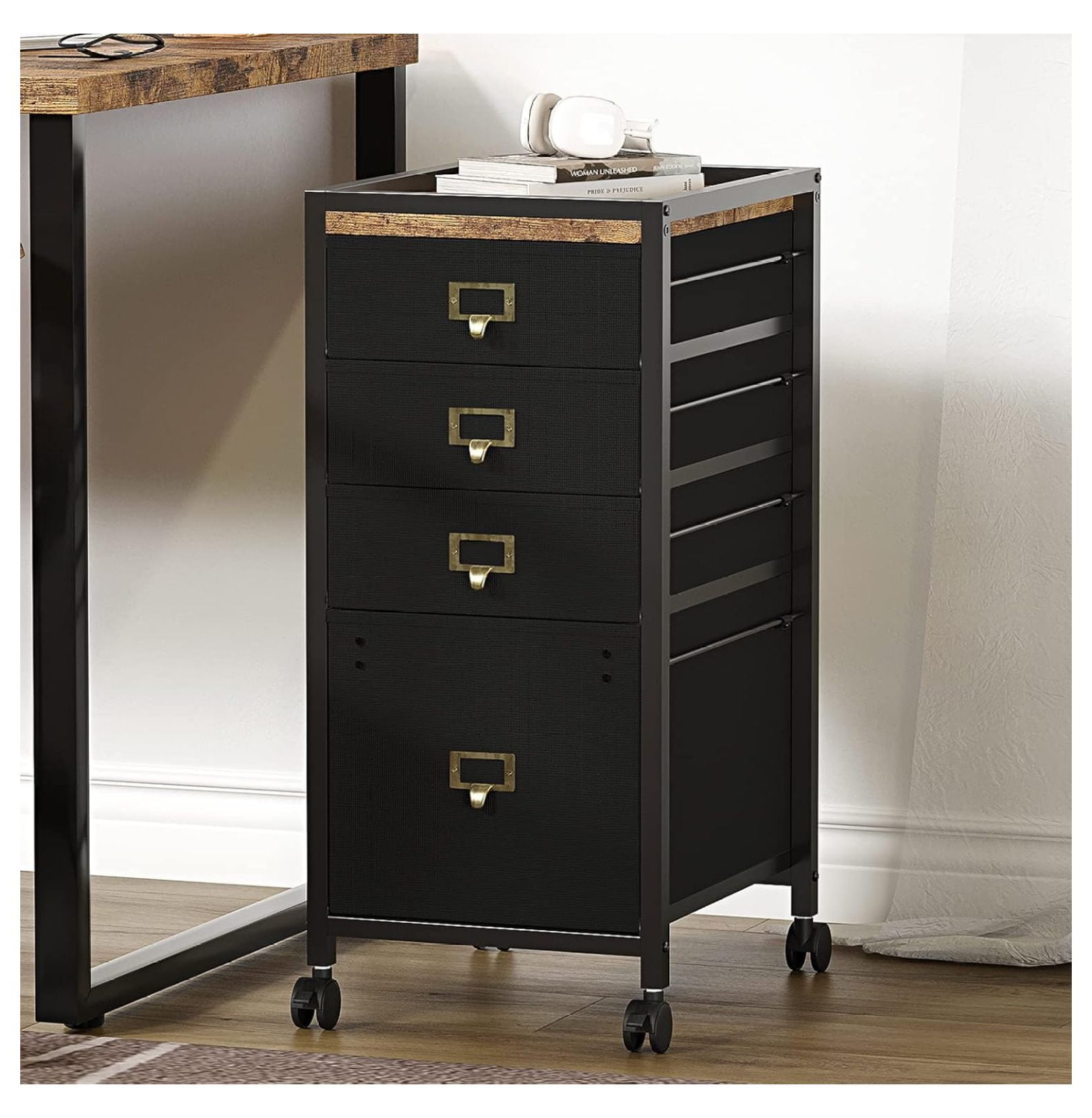 4 Drawer File Cabinet, Mobile Filing Cabinet Rolling Printer Stand Fits ...