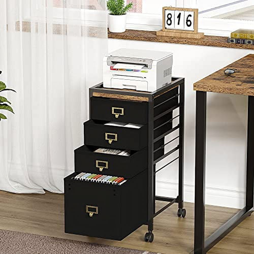 4 Drawer File Cabinet, Mobile Filing Cabinet Rolling Printer Stand Fits ...
