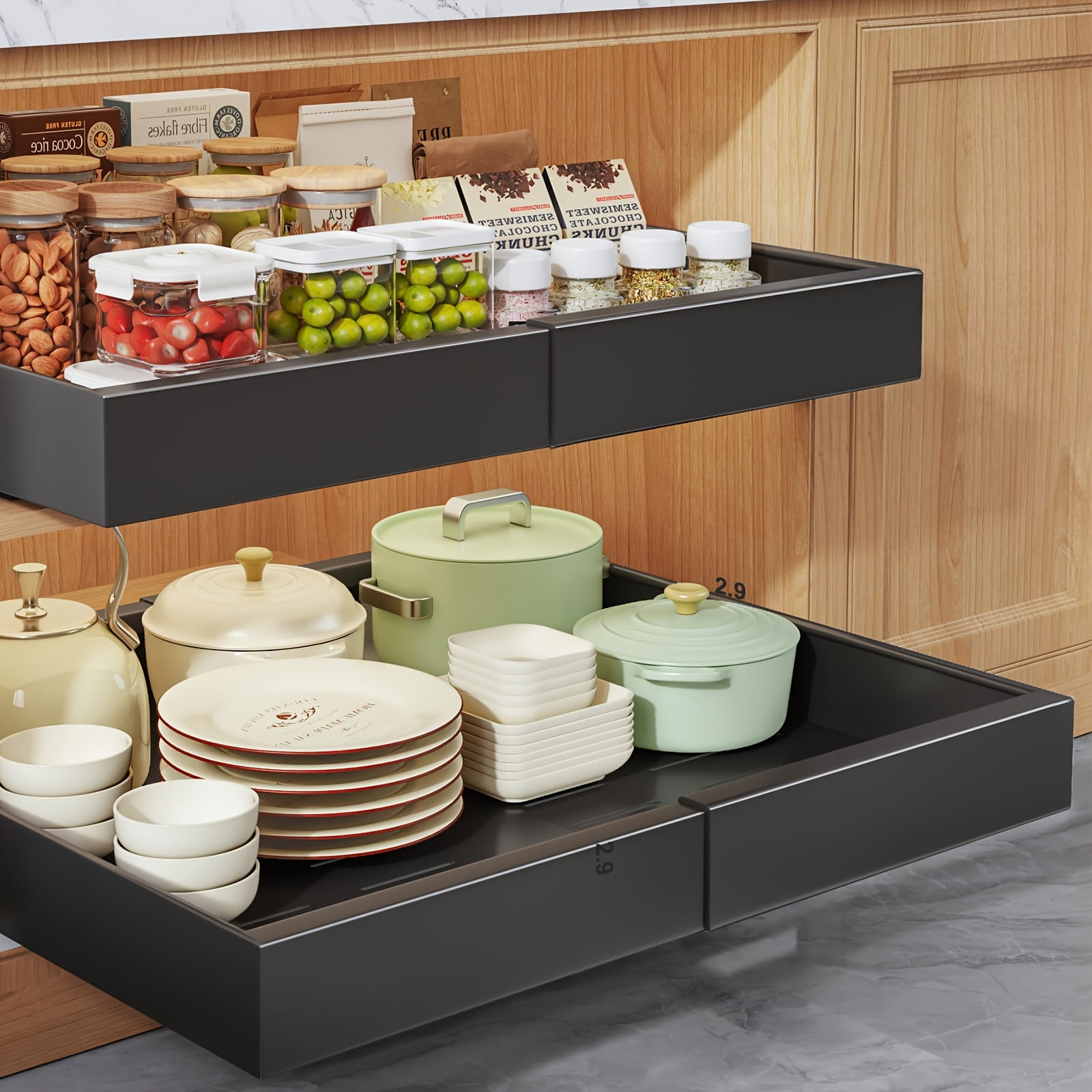 4-Drawer Heavy-Duty Slide-Out Cabinet Organizer with Adjustable Width ...