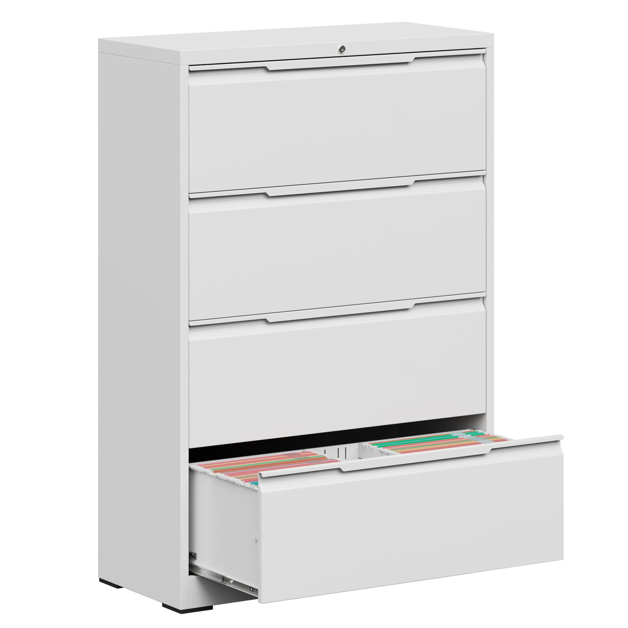 4-Drawer Lockable Metal File Cabinet, Adjustable Hanging Rod for ...