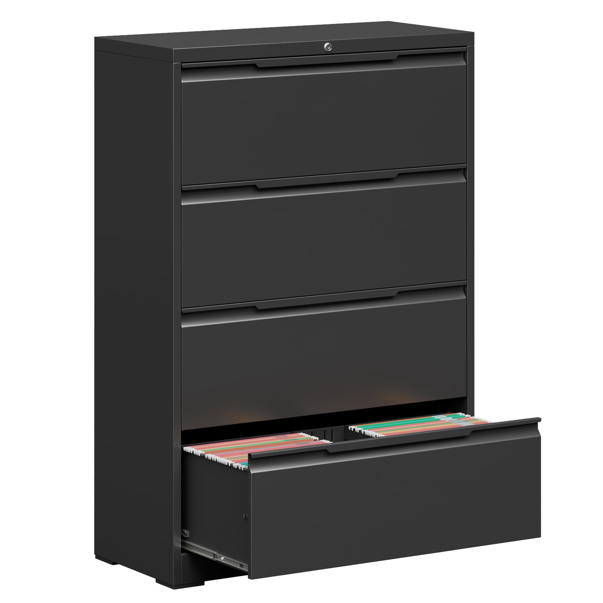 4 Drawer Steel Lateral File Cabinet with Lock, Office Storage for ...