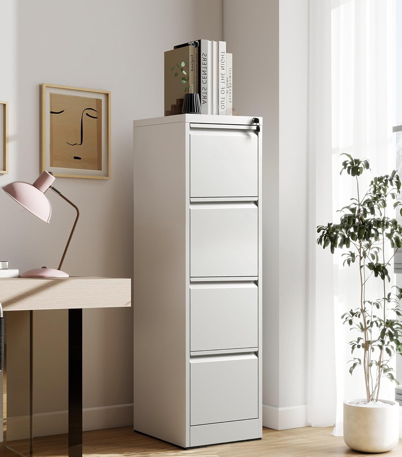 4-Drawer Locking Vertical File Cabinet, Metal Storage Cabinet for ...