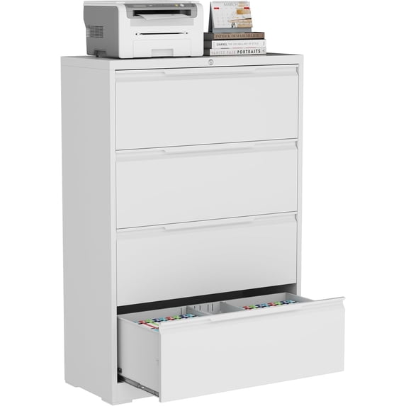 4-Drawer Metal File Cabinet with Lock,Steel Printer Stand with Storage ...
