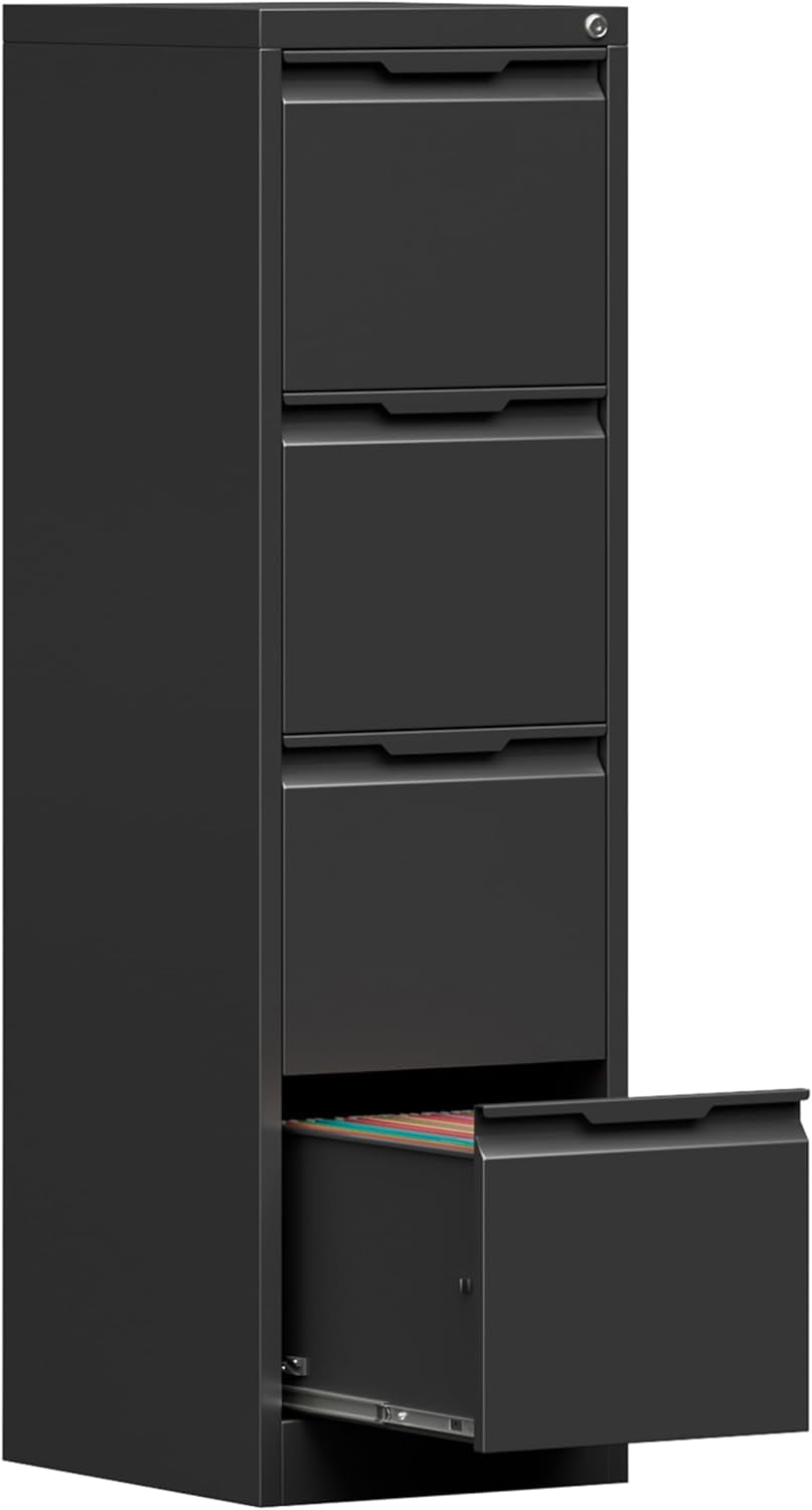 4-Drawer Metal File Cabinet with Lock,Steel Printer Stand with Storage ...