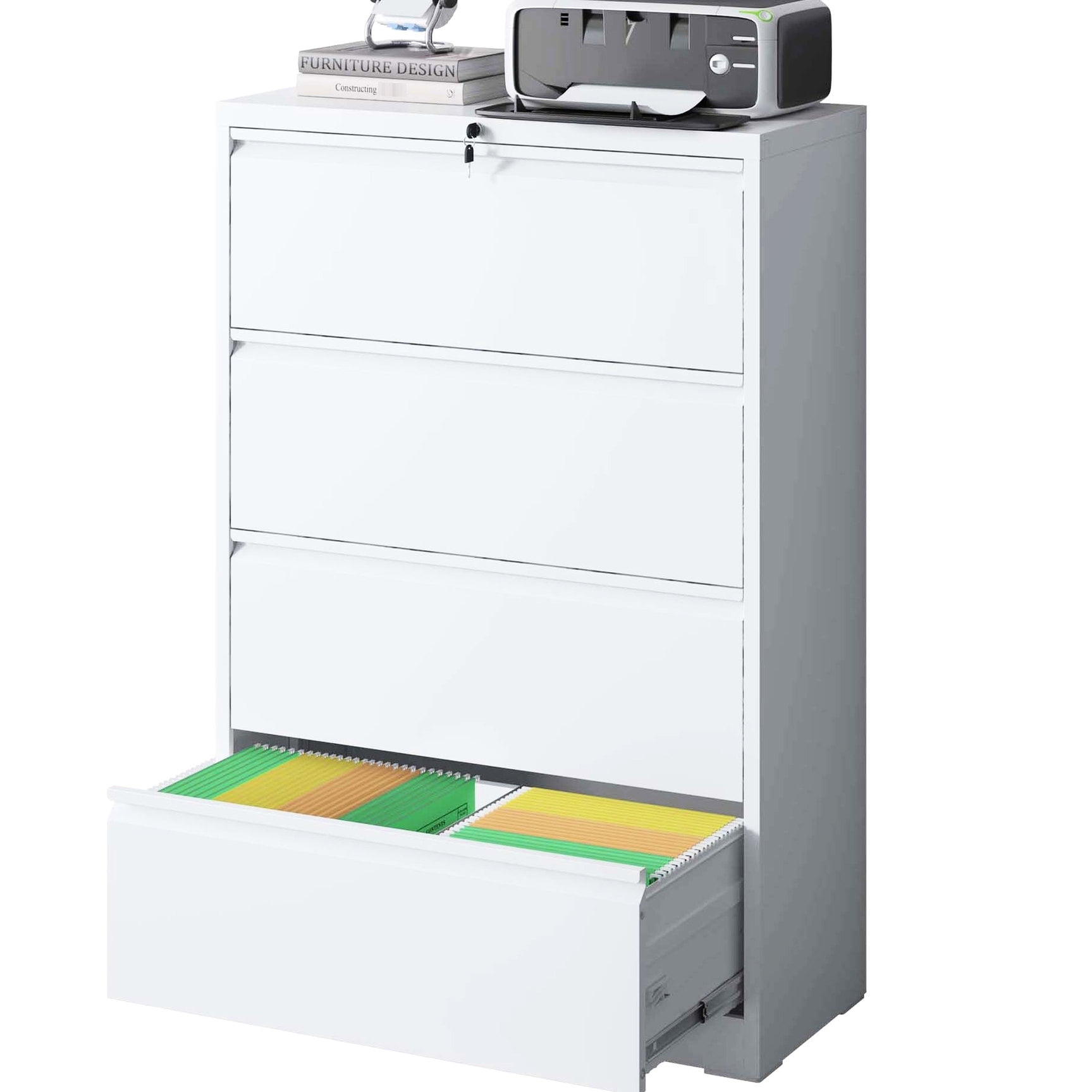 4-Drawer Metal Filing Cabinet for Home Office / With Side-to-Side ...