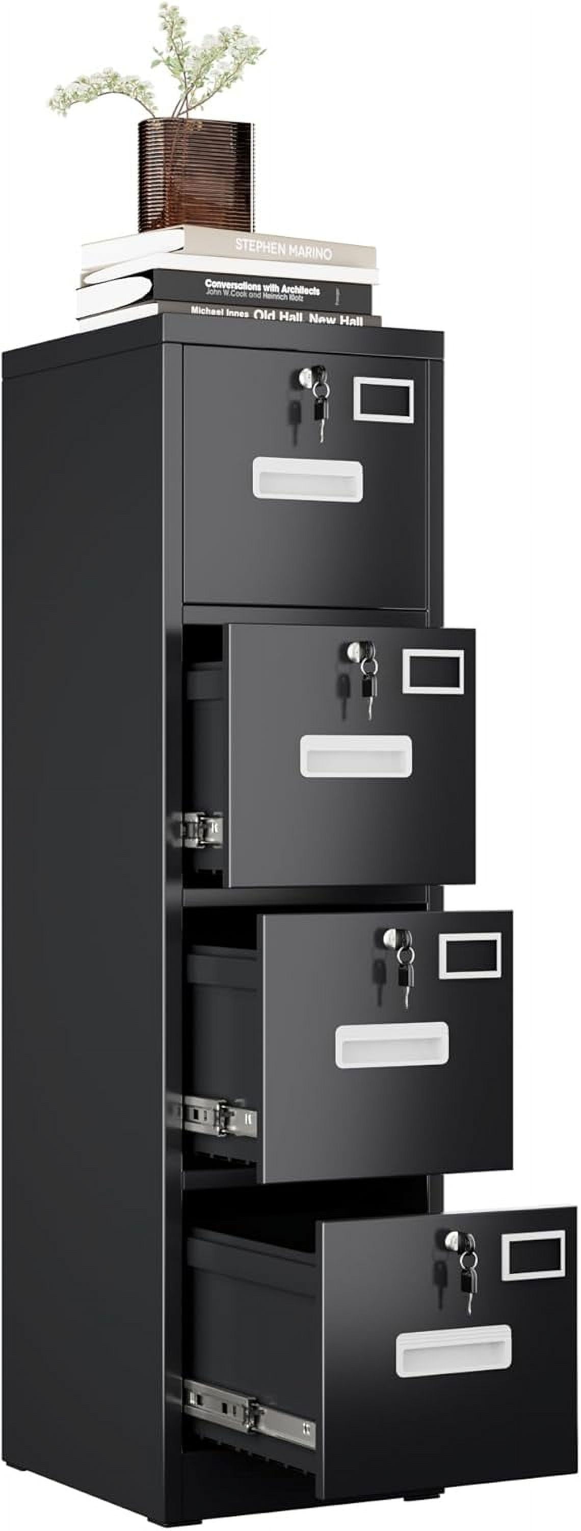 4 Drawer Metal Vertical File Cabinet with 4 Independent Locks, Home ...