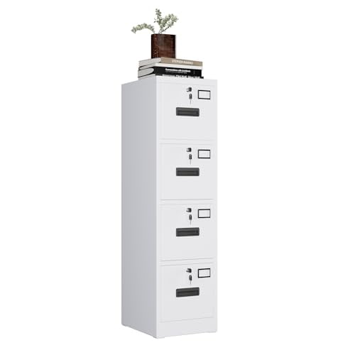 4 Drawer Metal Vertical File Cabinet with 4 Independent Locks, Home ...