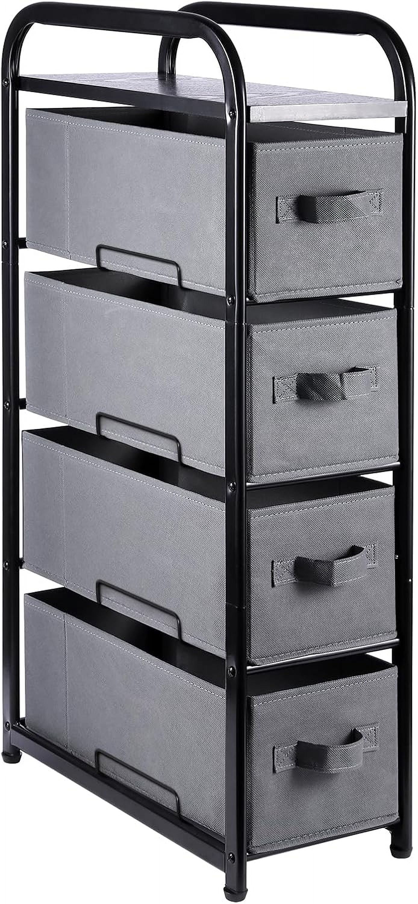 4 Drawer Narrow Dresser Fabric Storage Tower Vertical Slim Storage ...