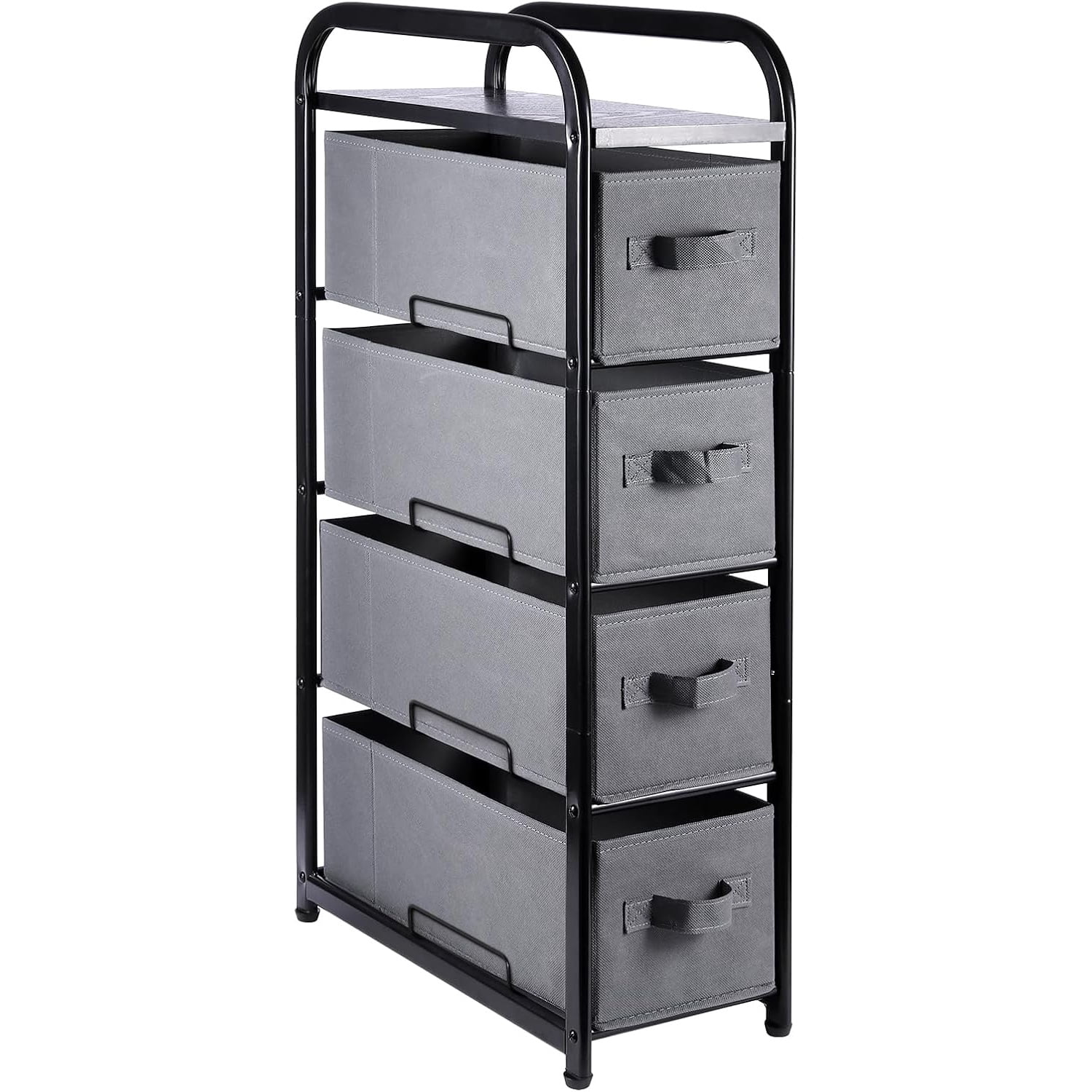 4 Drawer Narrow Dresser Fabric Storage Tower Vertical Slim Storage ...