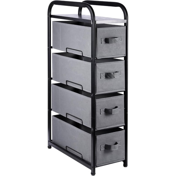 4 Drawer Narrow Dresser Fabric Storage Tower Vertical Slim Storage ...