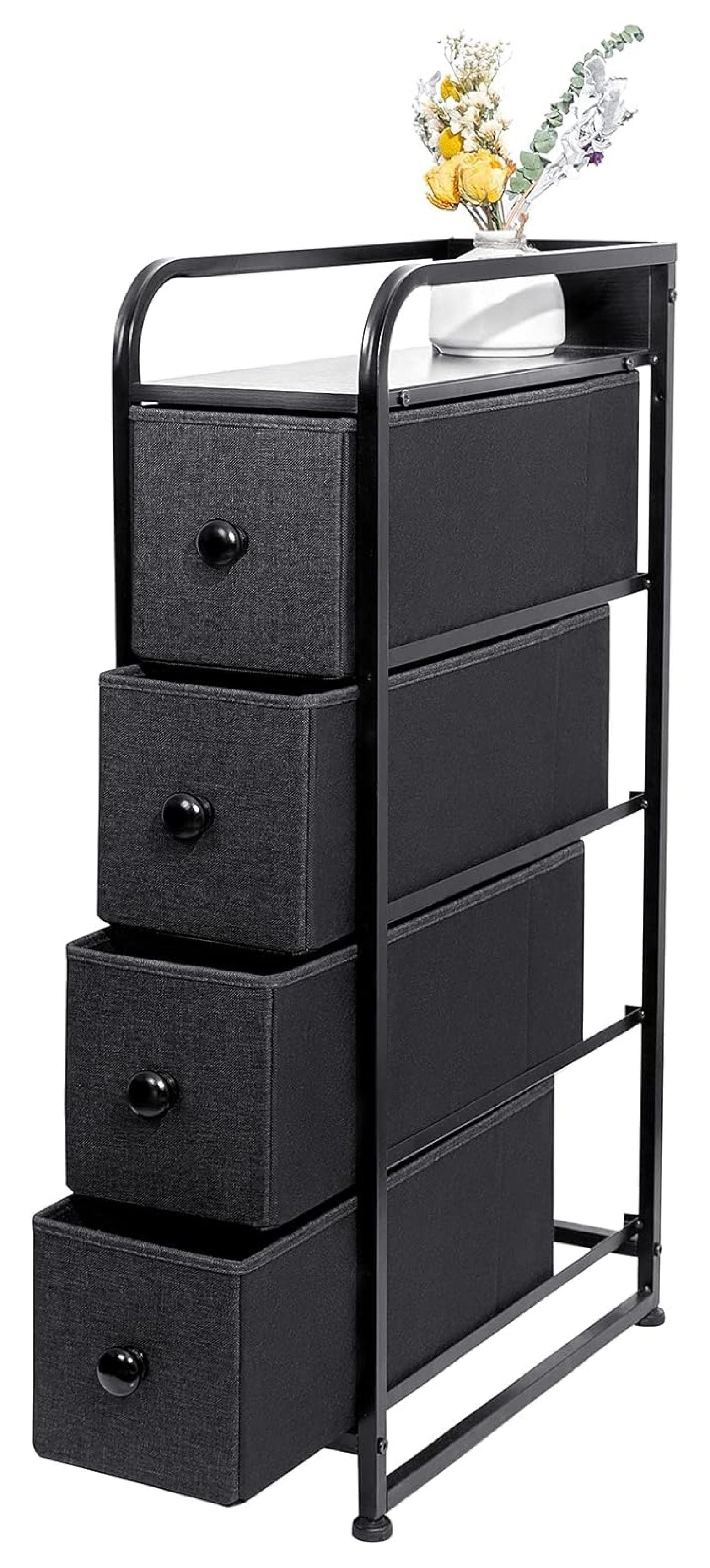 4 Drawer Narrow Dresser Storage 4 Tier Organizer Tower Unit Vertical ...