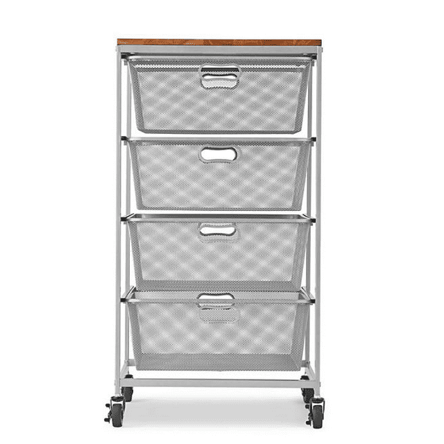 4-Drawer Organizer With Acacia Wood Top, Silver Grey - Walmart.com