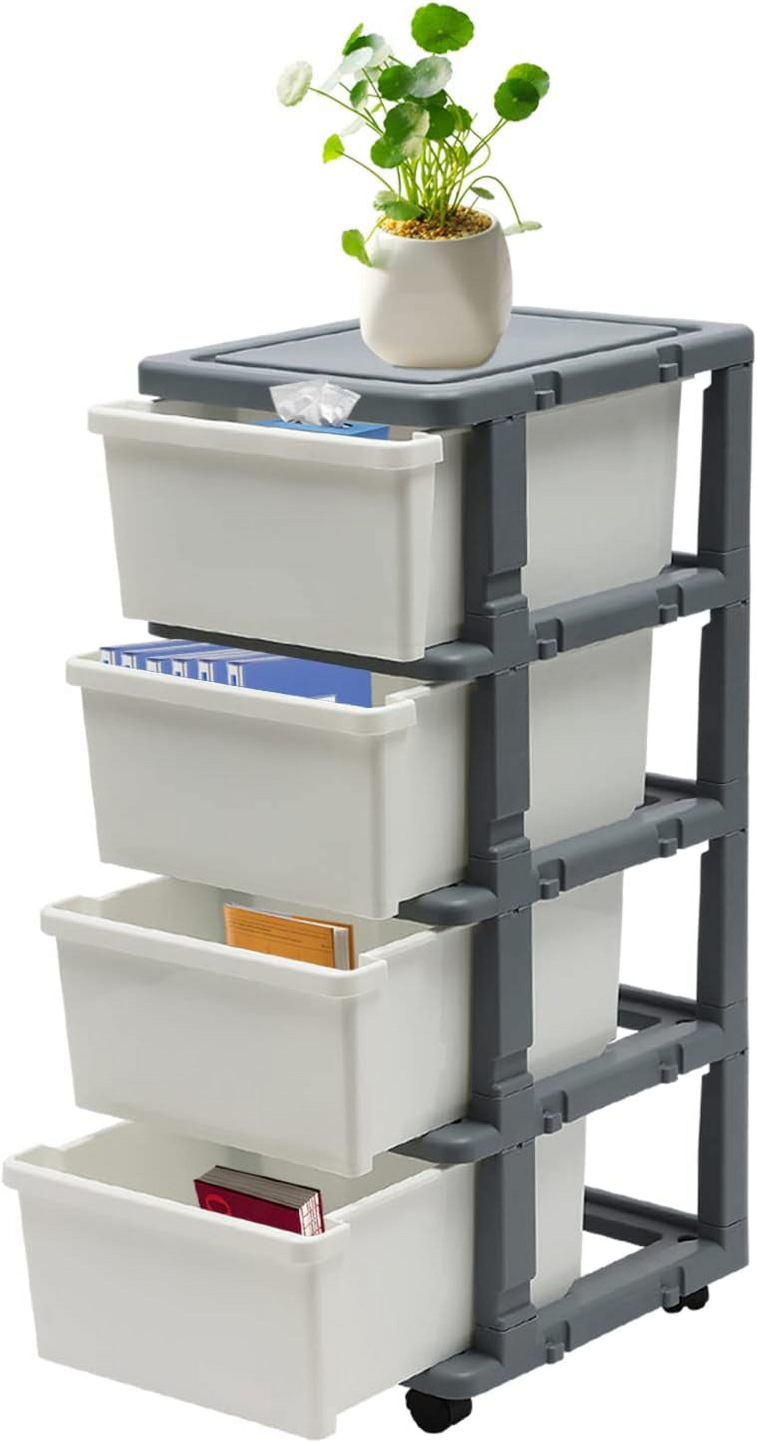 4 Drawer Plastic Organizers and Storage, Rolling Storage Cart for ...