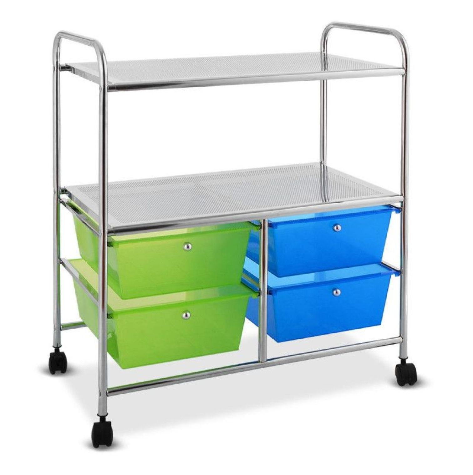 4 Drawer Rolling Cart, Storage Cart with Wheels, 2 Shelves, Mobile ...